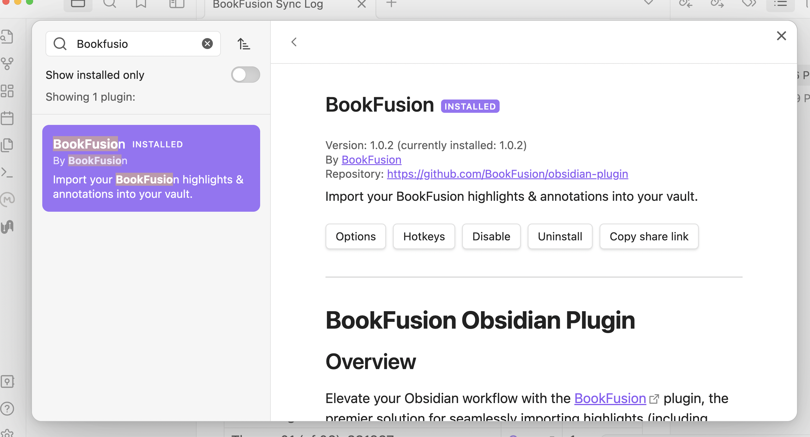 Installing the BookFusion Obsidian plugin – BookFusion